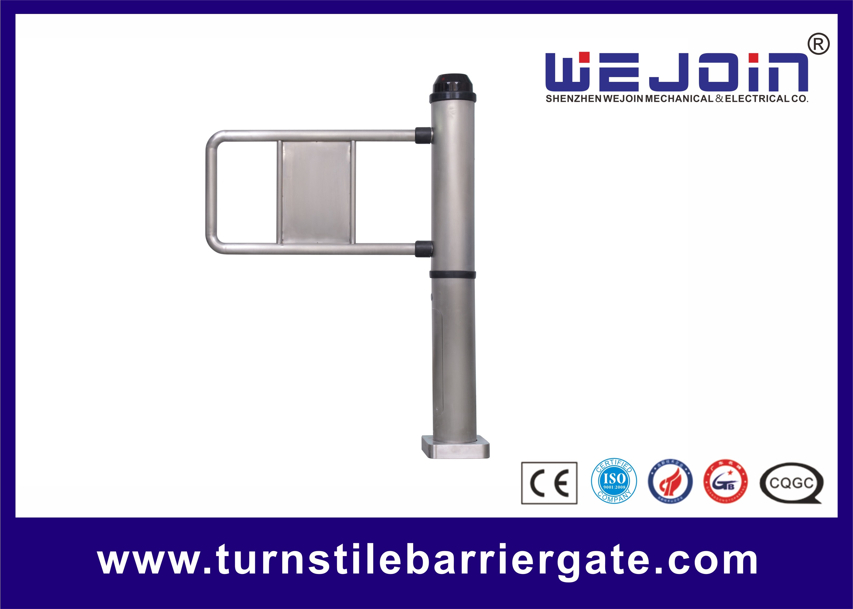 Pole Type Single Pedestrian Swing Barrier Gate With Emergency Interface